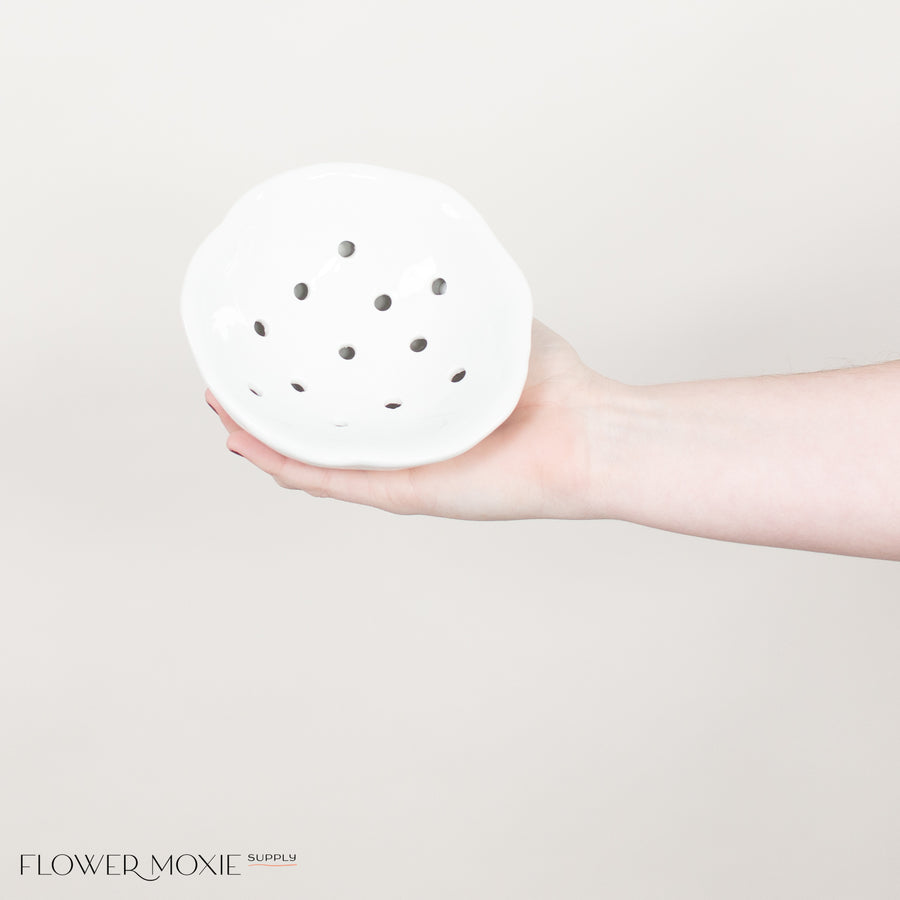 White Ceramic Floral Frog | Foam Free Floristry – Flower Moxie Supply