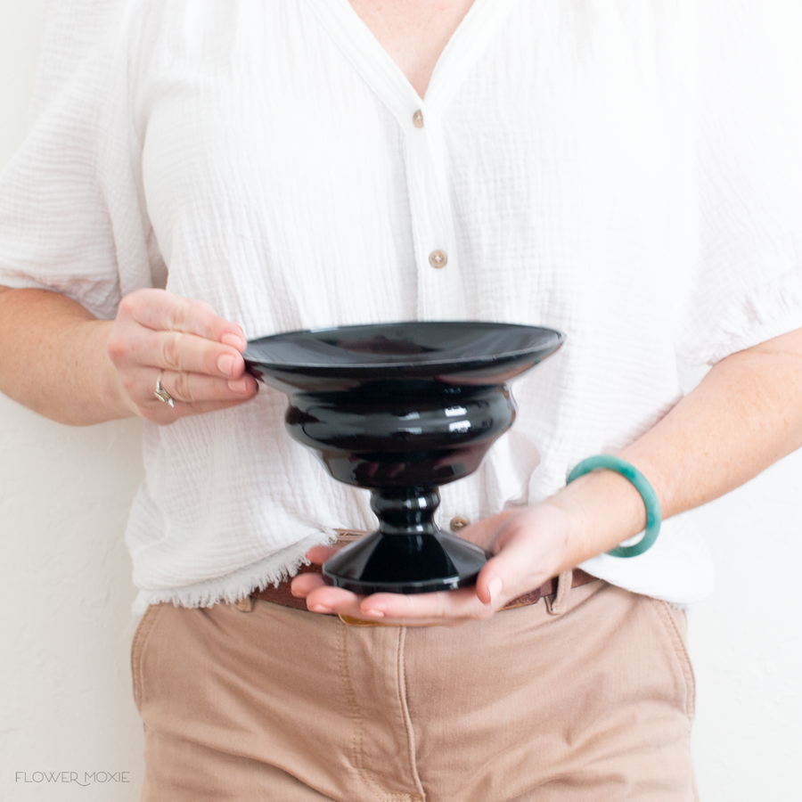 Modern Black Plastic Compote Vase | Flower Moxie | DIY Wedding – Flower ...